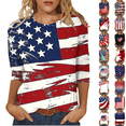 AGWOLF Women's 4th of July Tops Casual Patriotic USA Flag Pattern Tees ...
