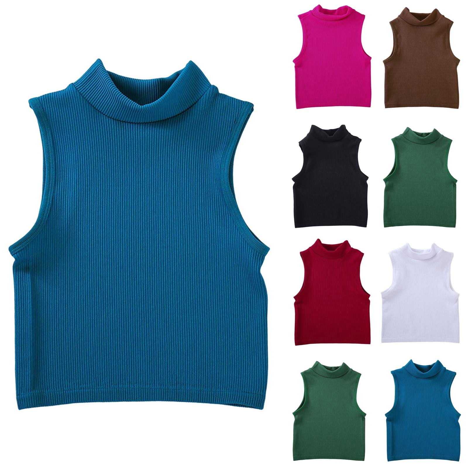 AGWOLF Women's Basic Tank Tops Mock Neck Rib Knit Cami Comfy Sleeveless ...