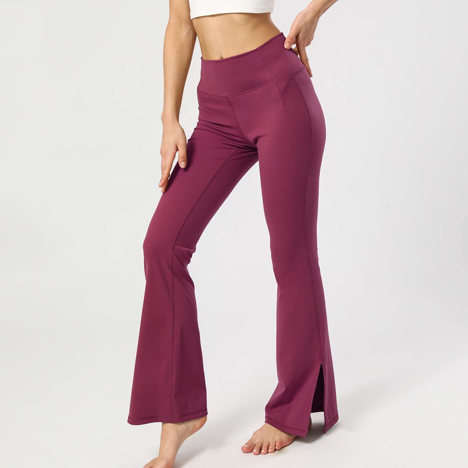 AGWOLF Women's Bootcut Yoga Pants Tummy Control Non See Through Bootleg ...