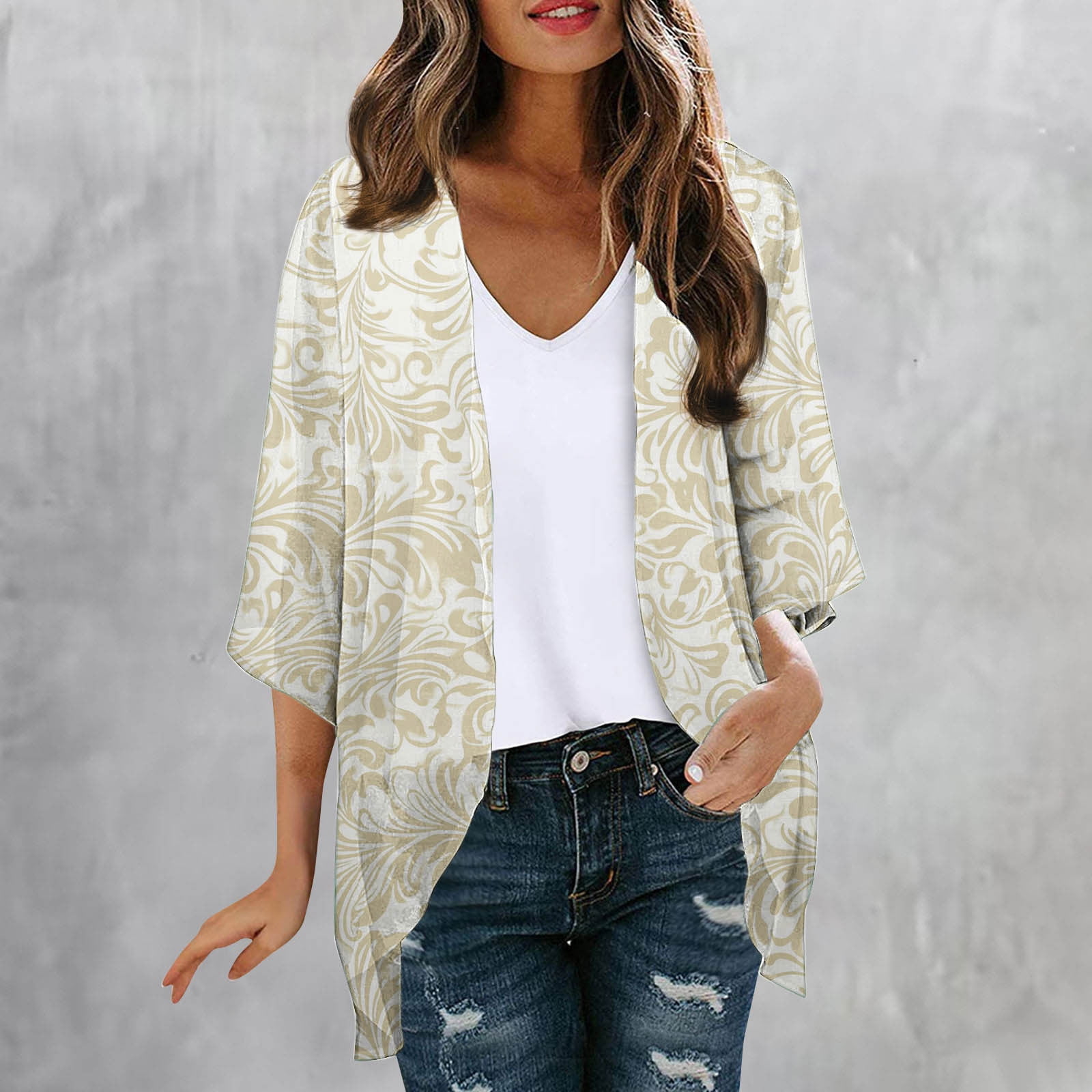 AGWOLF Women's Chiffon Long Kimono Beach Cover up for Summer Bathing ...