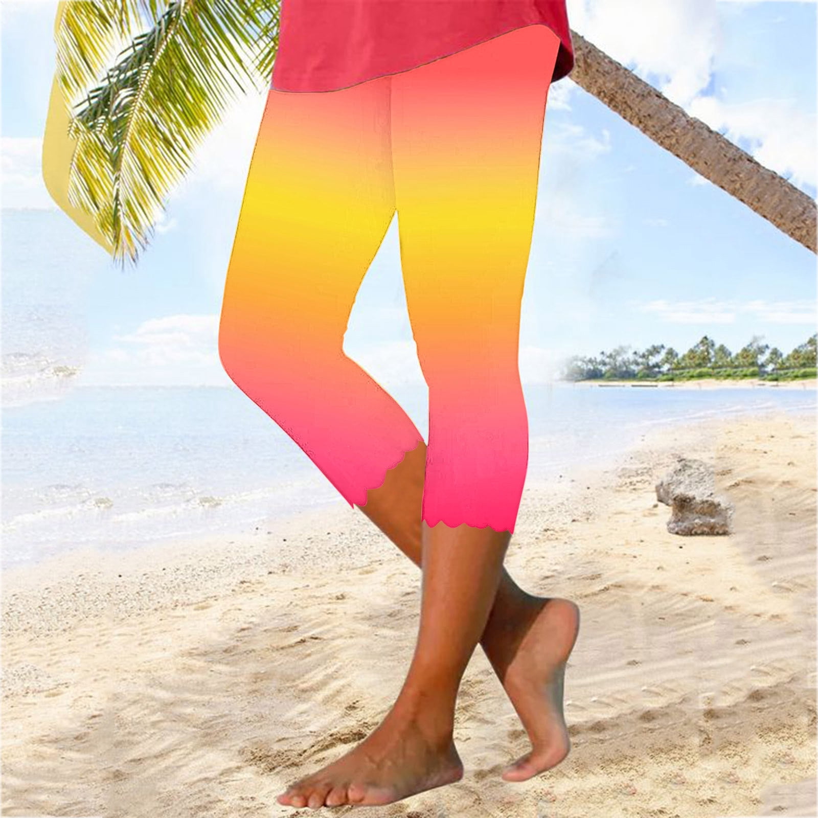 AGWOLF Women's High Waisted Leggings Gradient Color Block Trendy ...