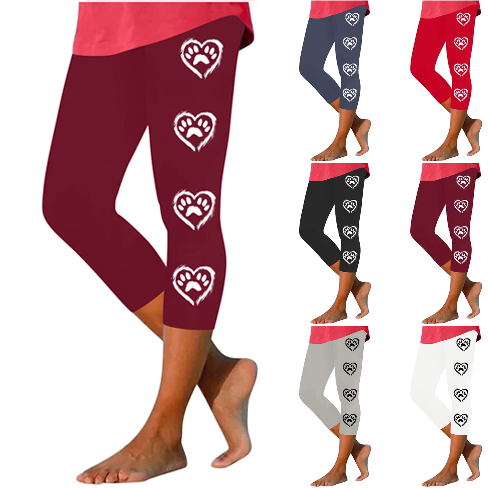 AGWOLF Women’s High Waisted Yoga Capri Leggings Tummy Control Stretchy ...