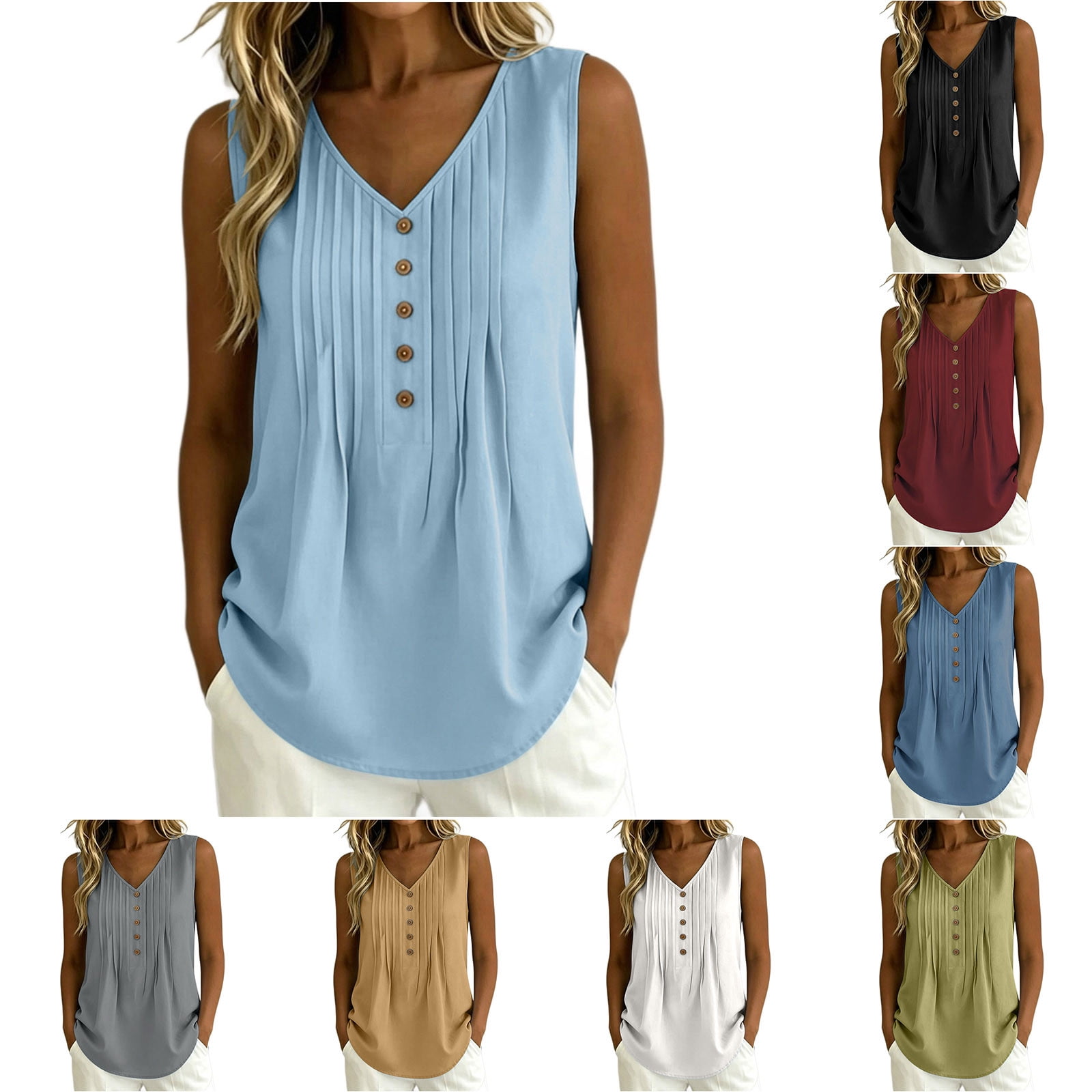 AGWOLF Women's Sleeveless Vest Tops Lightweight Breathable One Button ...