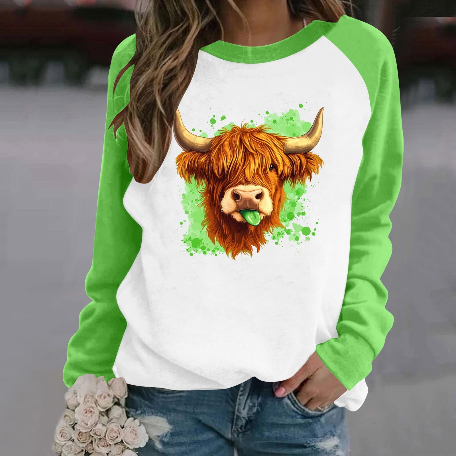AGWOLF Women's St Patrick's Day Shirts Plus Size Irish Clover Pullover ...