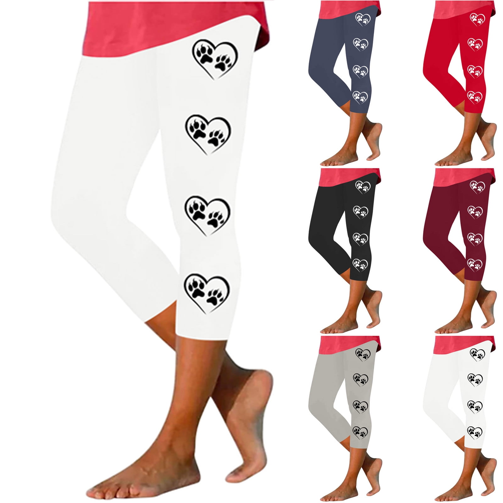 AGWOLF Women’s Yoga Capri Leggings High Waisted Tummy Control Capris Stretchy Workout Cropped ...