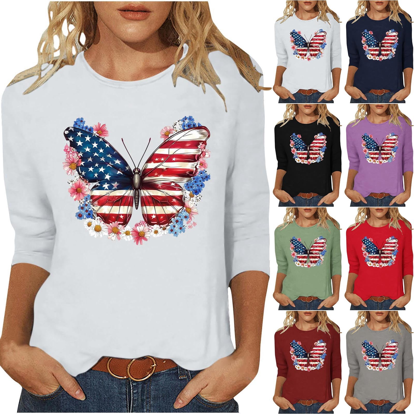 AGWOLF Womens 4th of July Shirts Funny Patriotic Red White and Blue ...
