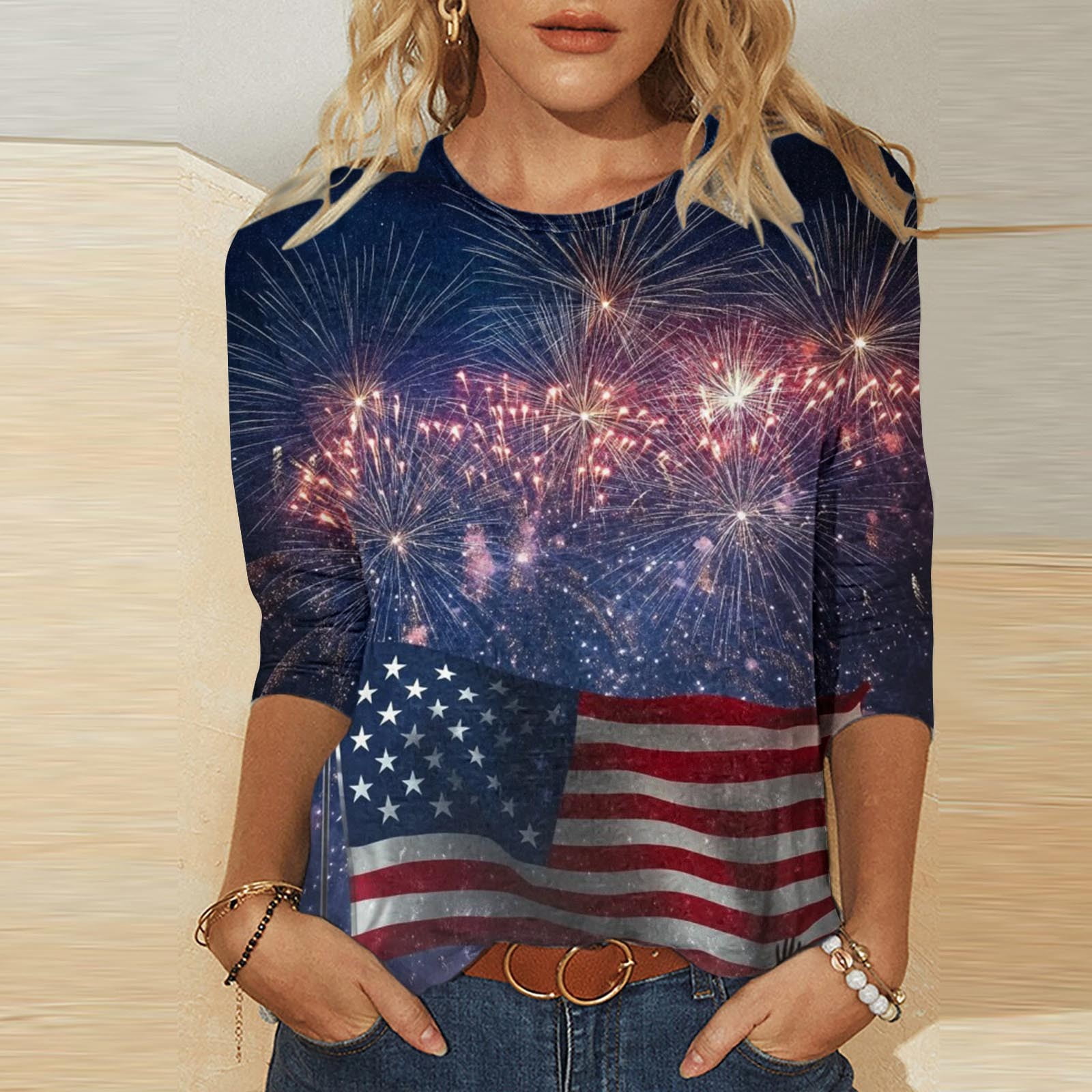AGWOLF Womens 4th of July Tops Casual American Flag Graphic Patriotic ...