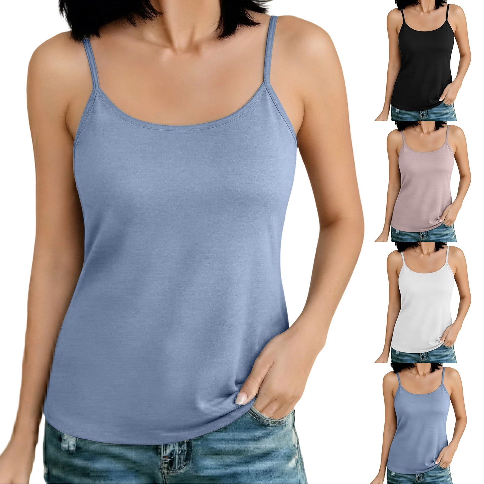 AGWOLF Womens Camisole Tank Tops Soft Breathable Spaghetti Strap Cami ...