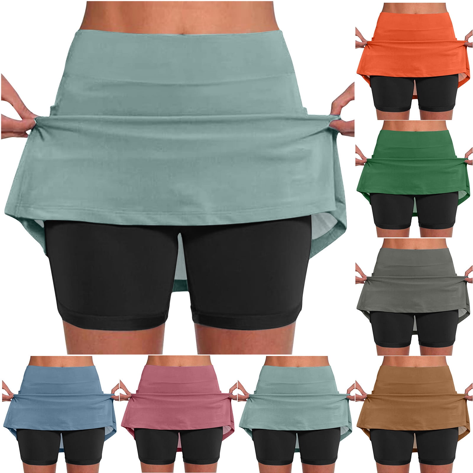 AGWOLF Womens High Waisted Tennis Skort A-Line Skater Skirts with ...