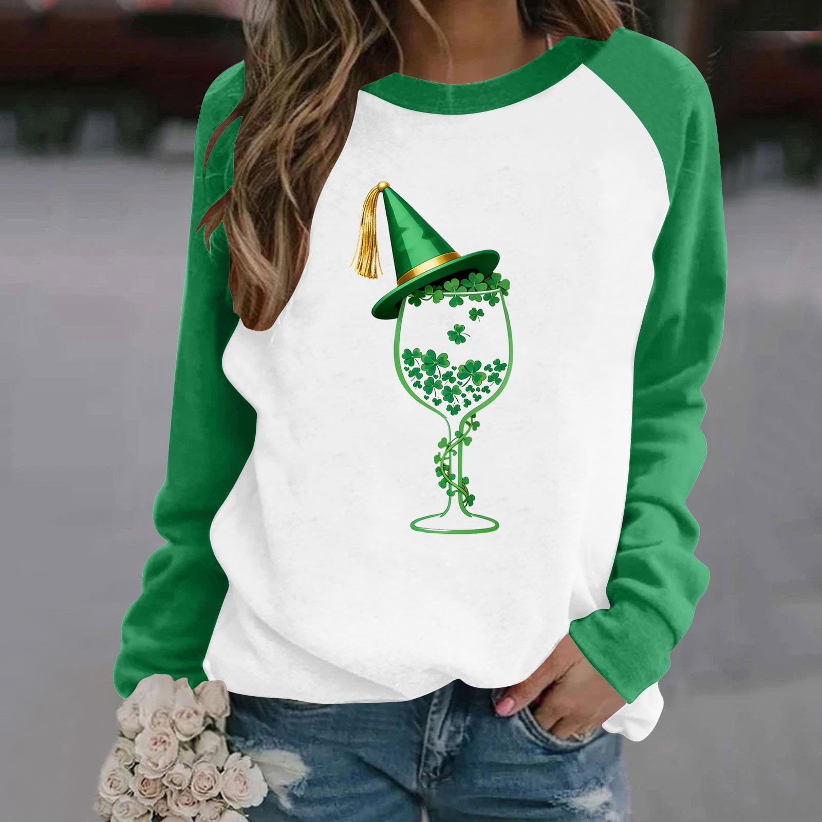 AGWOLF Womens Long Sleeve Sweatshirts Casual Raglan Sleeves Shirts Plus ...