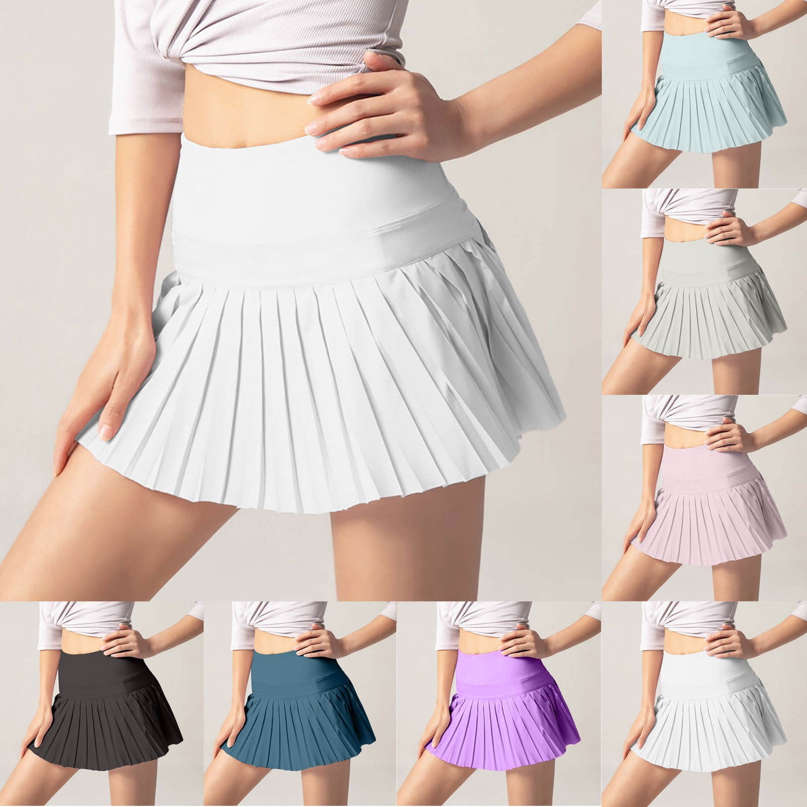 AGWOLF Womens Pleated Tennis Skirt with Shorts High Waisted Workout ...