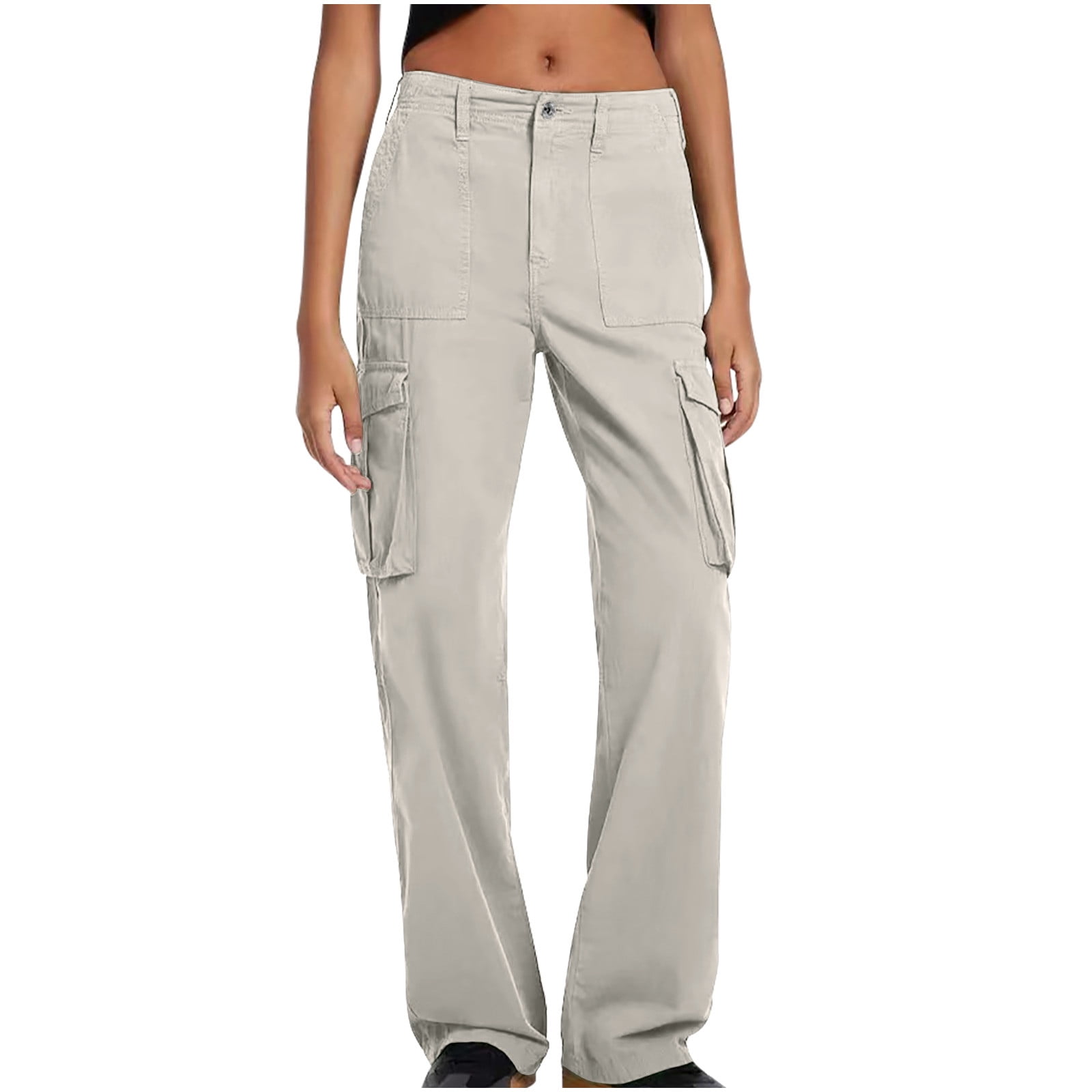 AGWOLF Womens Plus Size Cargo Pants Baggy Straight Leg Hiking Cotton ...