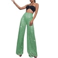 Agwolf Womens Sequin Pants High Waist Glitter Bell Bottoms Sparkle Wide