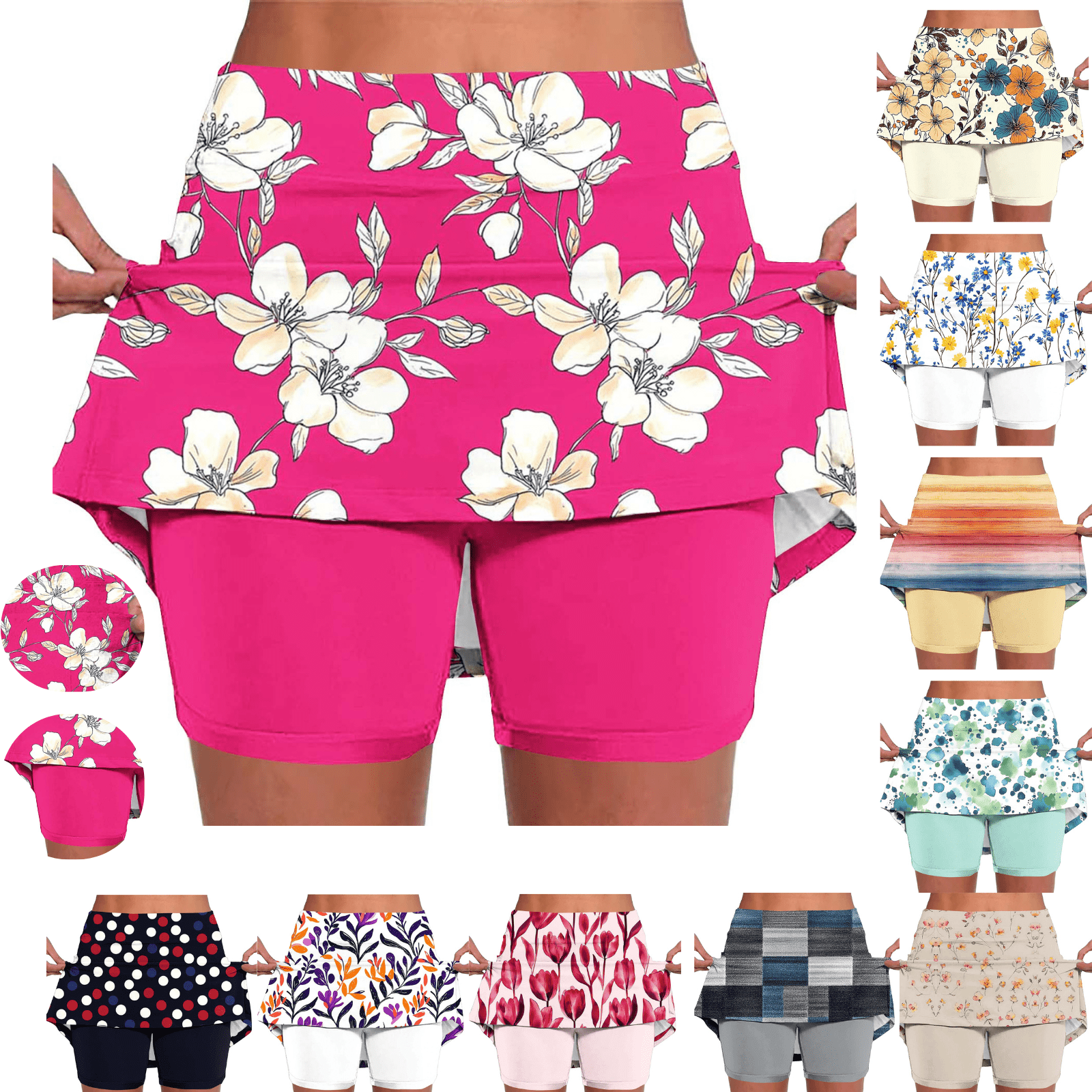 AGWOLF Womens Skorts Dressy Casual Summer Shorts Plus Size Athletic ...