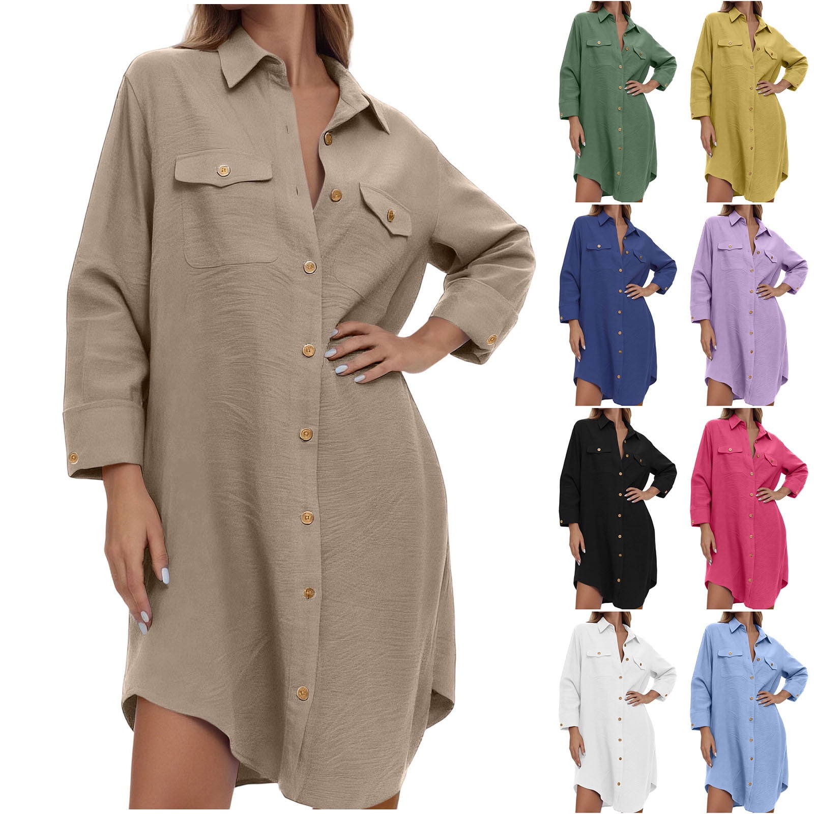 AGWOLF Womens Swimsuit Cover Up Button Down Shirt Dresses Beach Cover ...