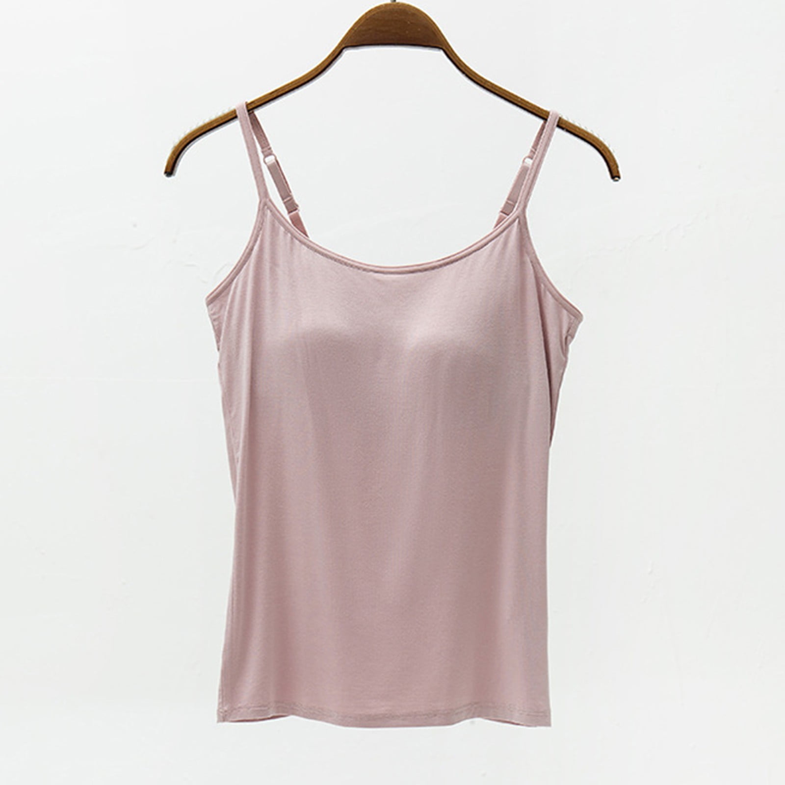 AGWOLF Womens Tank Tops Built in Bra Adjustable Spaghetti Strap ...