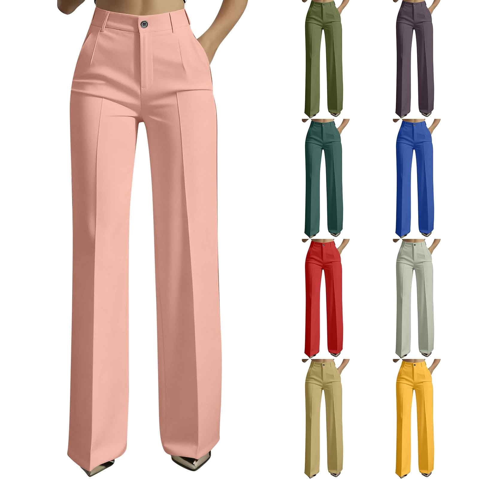 AGWOLF Work Pants for Women Dressy Casual Wide Leg Slacks High Waisted ...