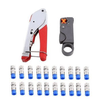 Coax Cable Crimper Kit Tool for RG6 RG59, Coaxial Compression Tool Kit with 15Pcs F RG6 RG59 ...