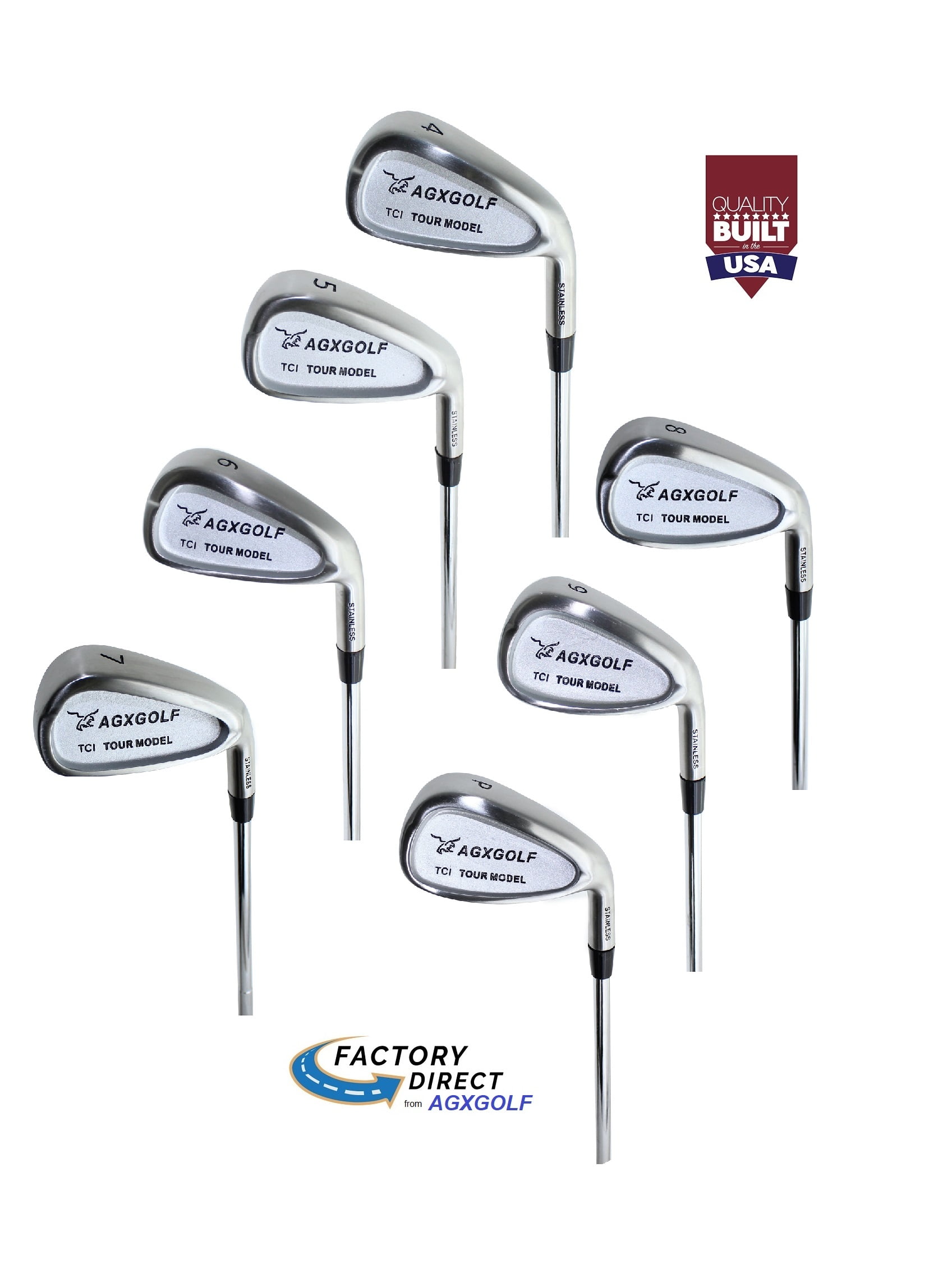 AGXGOLF Men's Full Set, Stainless Steel Irons, Extra-Tall (+1.5"), 4-9 ...