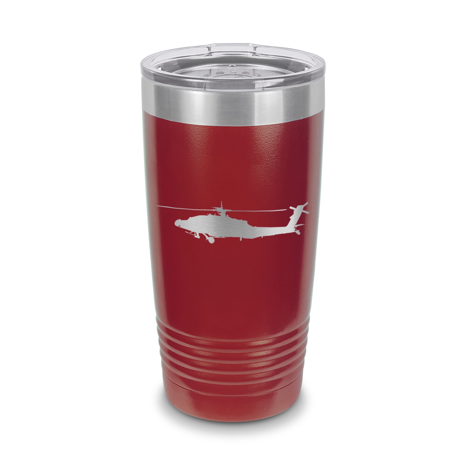 AH-64 Apache Tumbler 20 oz - Laser Engraved w/ Clear Lid - Stainless ...