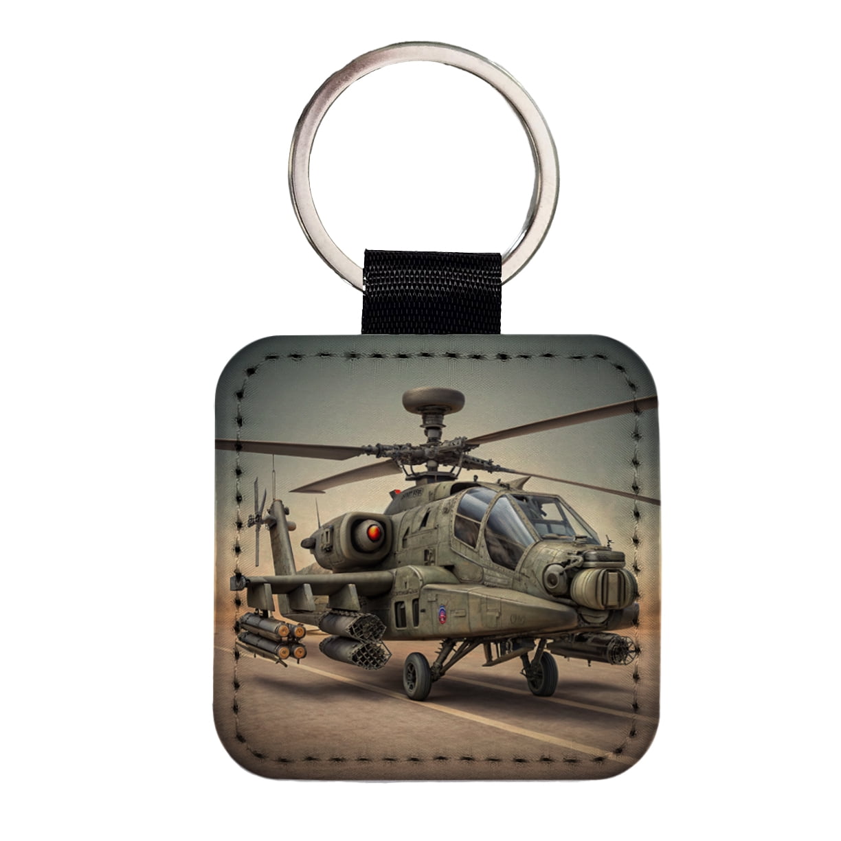 AH-64 Apache US Army Attack Helicopter Faux Leather Square Keychain ...