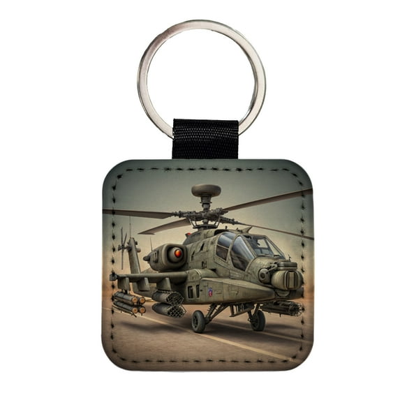 AH-64 Apache US Army Attack Helicopter Faux Leather Square Keychain ...