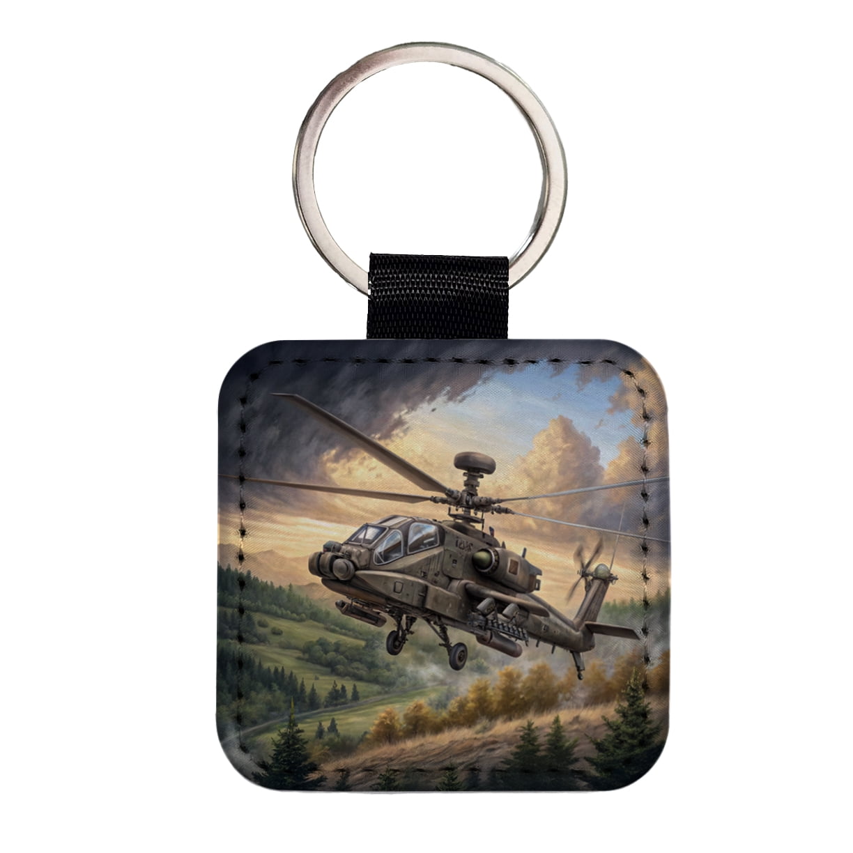 AH-64 Apache US Army Attack Helicopter Flying Faux Leather Square ...