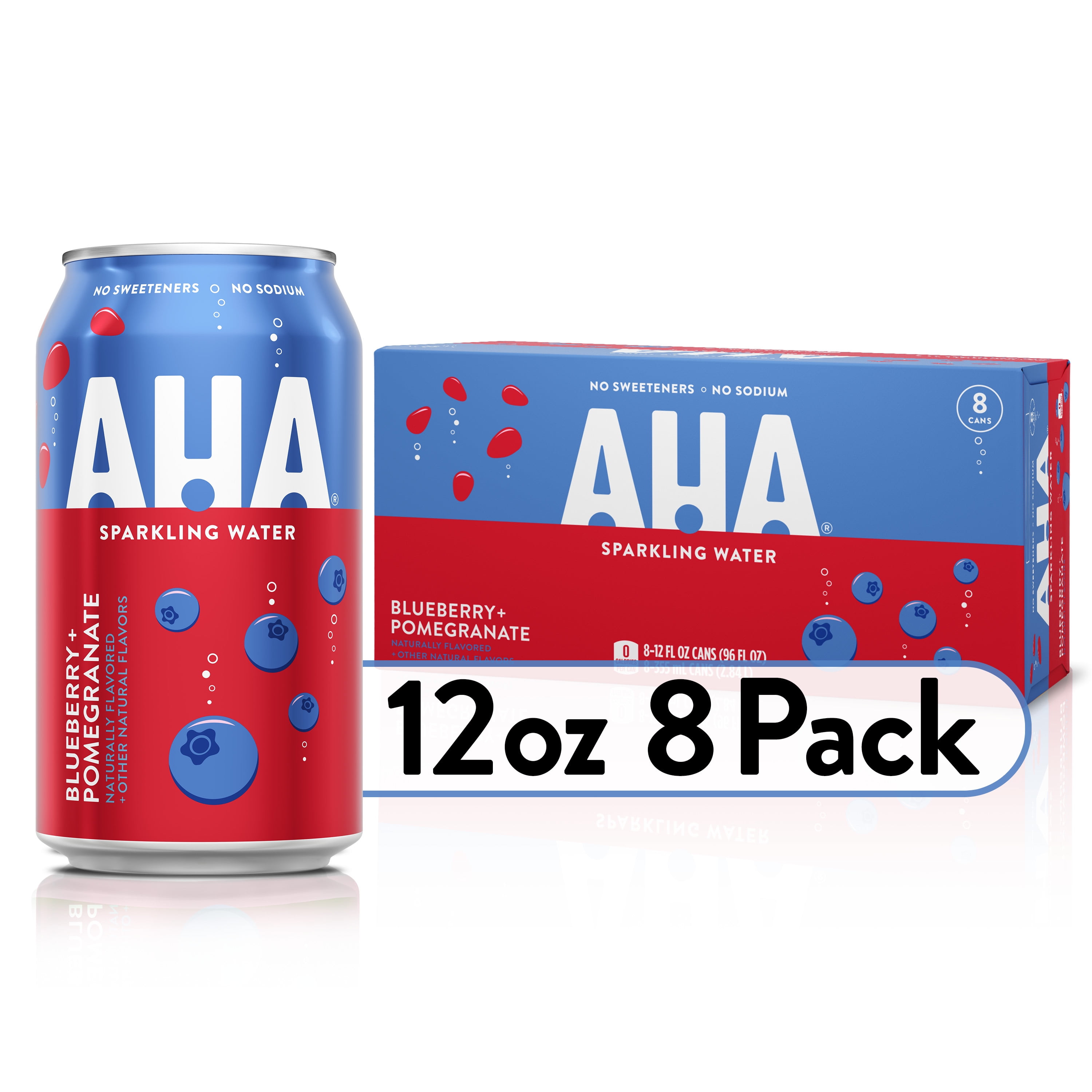 AHA Blueberry Pomegranate Sparkling Water, 12 fl oz, 8 Cans - Walmart.com