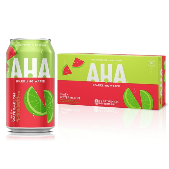 AHA Lime and Watermelon Flavored Sparkling Water, Unsweetened, 12 fl oz, 8 Cans - Walmart.com
