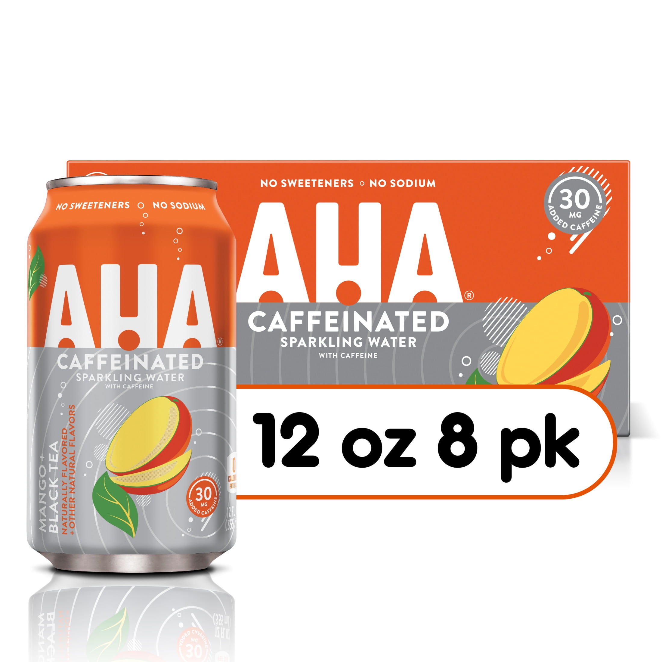 AHA Mango and Black Tea Sparkling Water, 12 fl oz, 8 Cans - Walmart.com