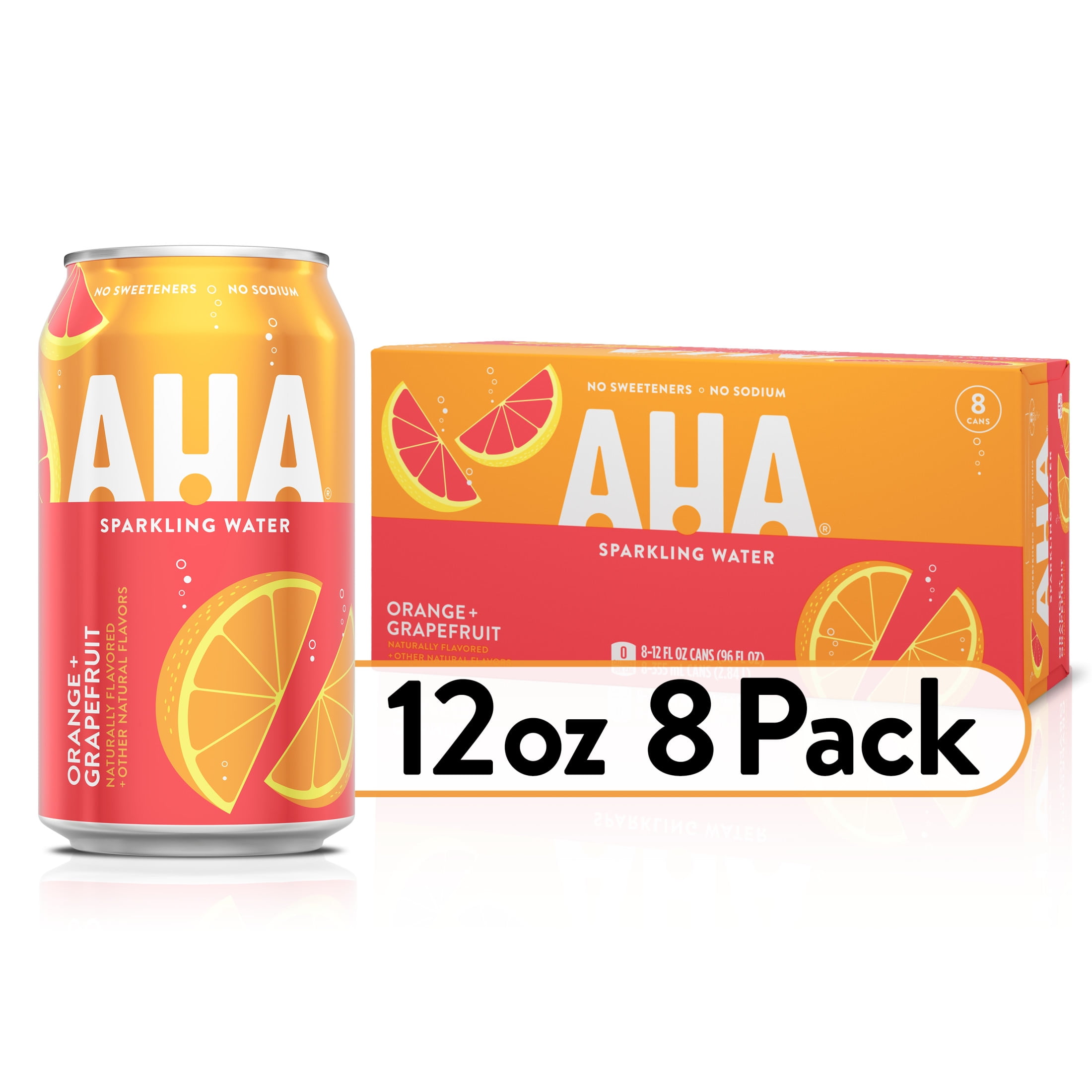 AHA Sparkling Water Drinks, Orange and Grapefruit Flavor, 12 fl oz ...