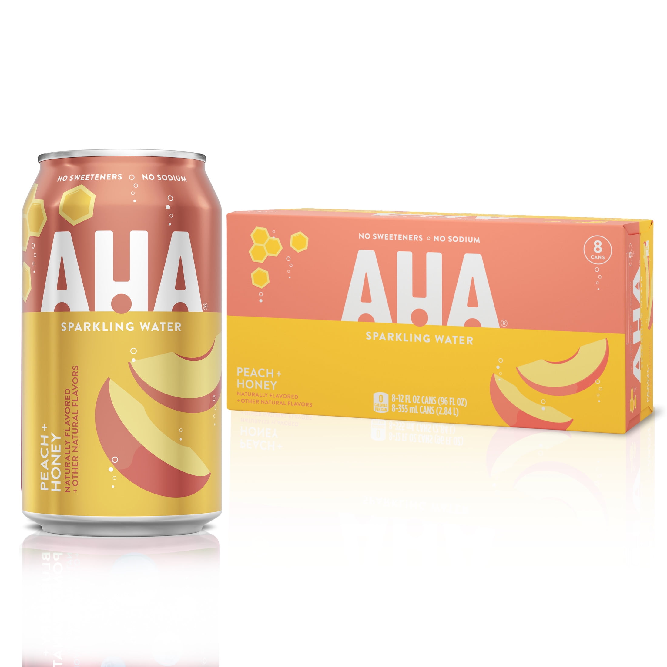 AHA Peach and Honey Sparkling Water, 12 fl oz, 8 Cans - Walmart.com