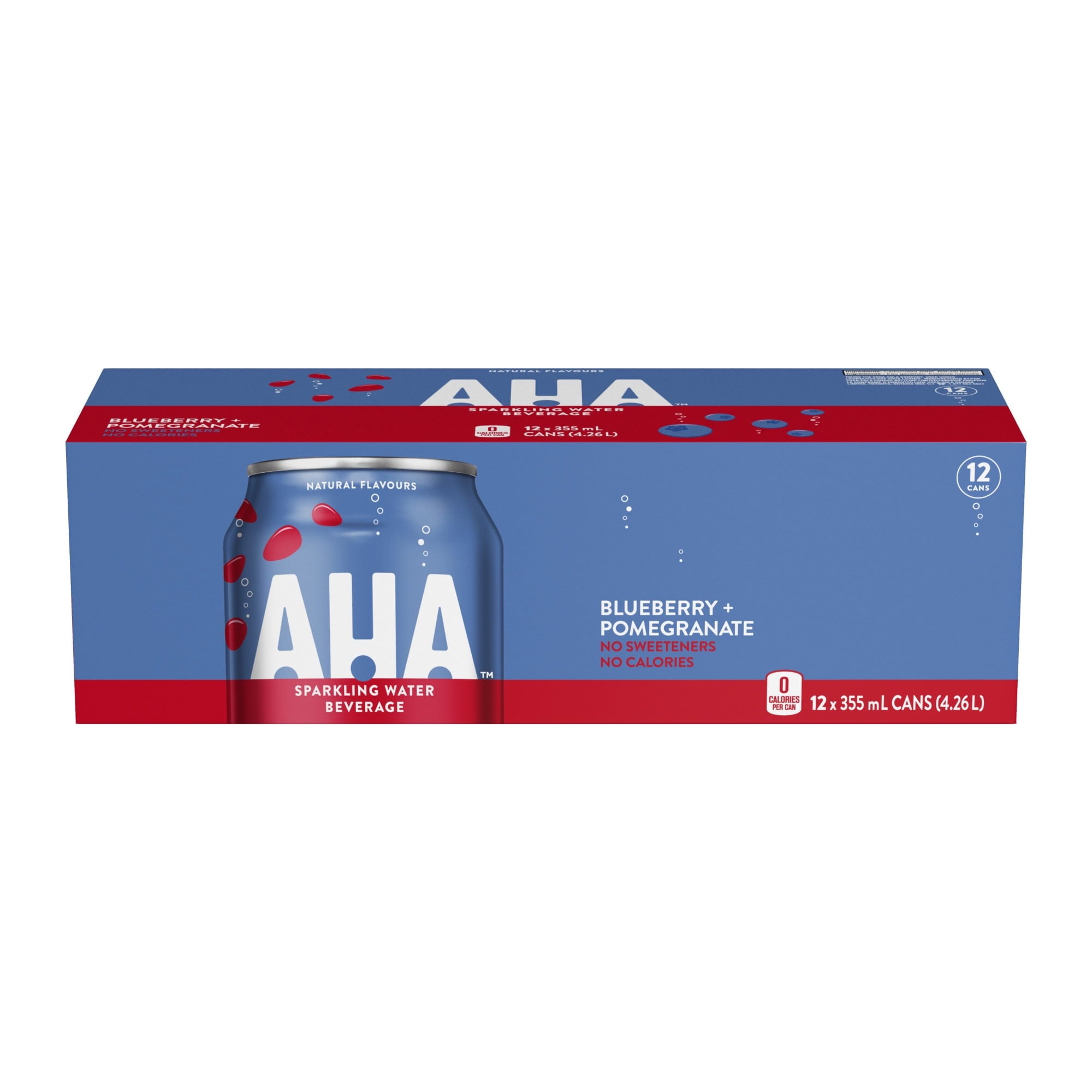 AHA, Sparkling Water, 12x355ml, Blueberry & Pomegranate - Walmart.com