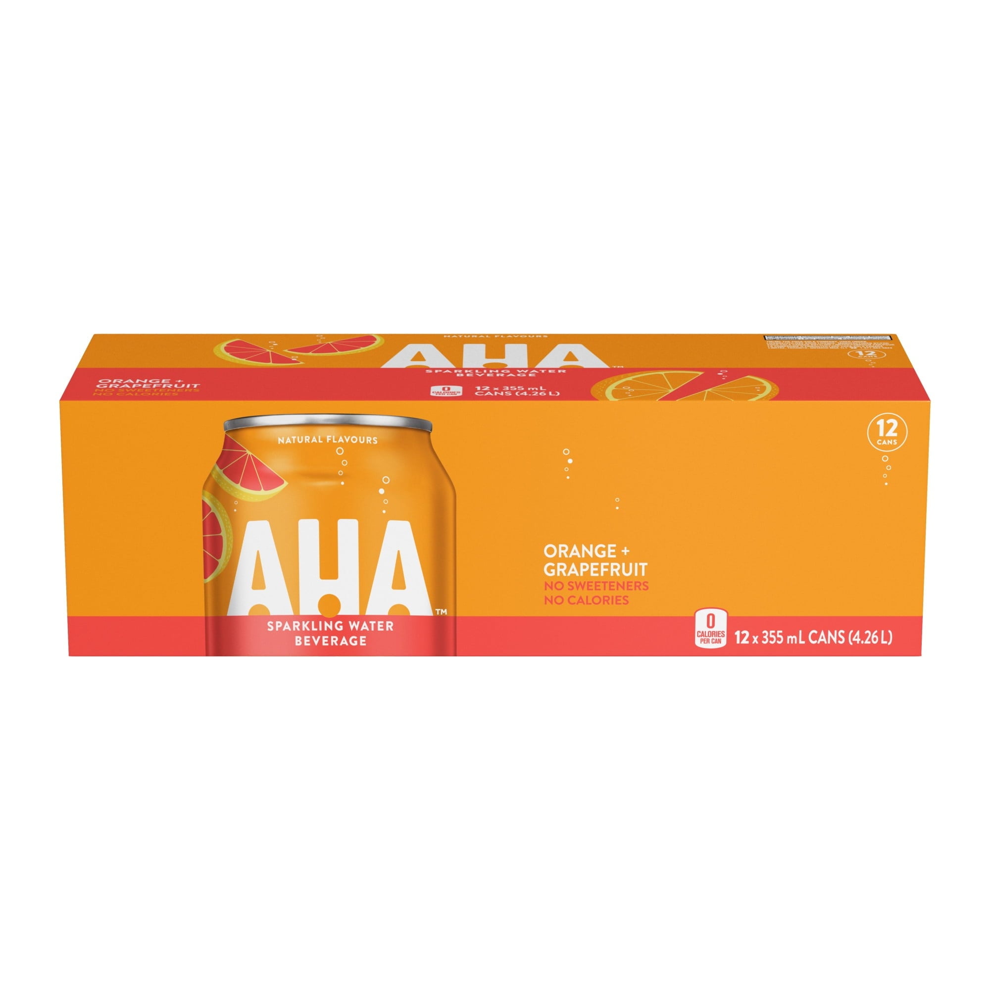 AHA Sparkling Water Orange & Grapefruit - 12x355ml (12oz) - Walmart.com