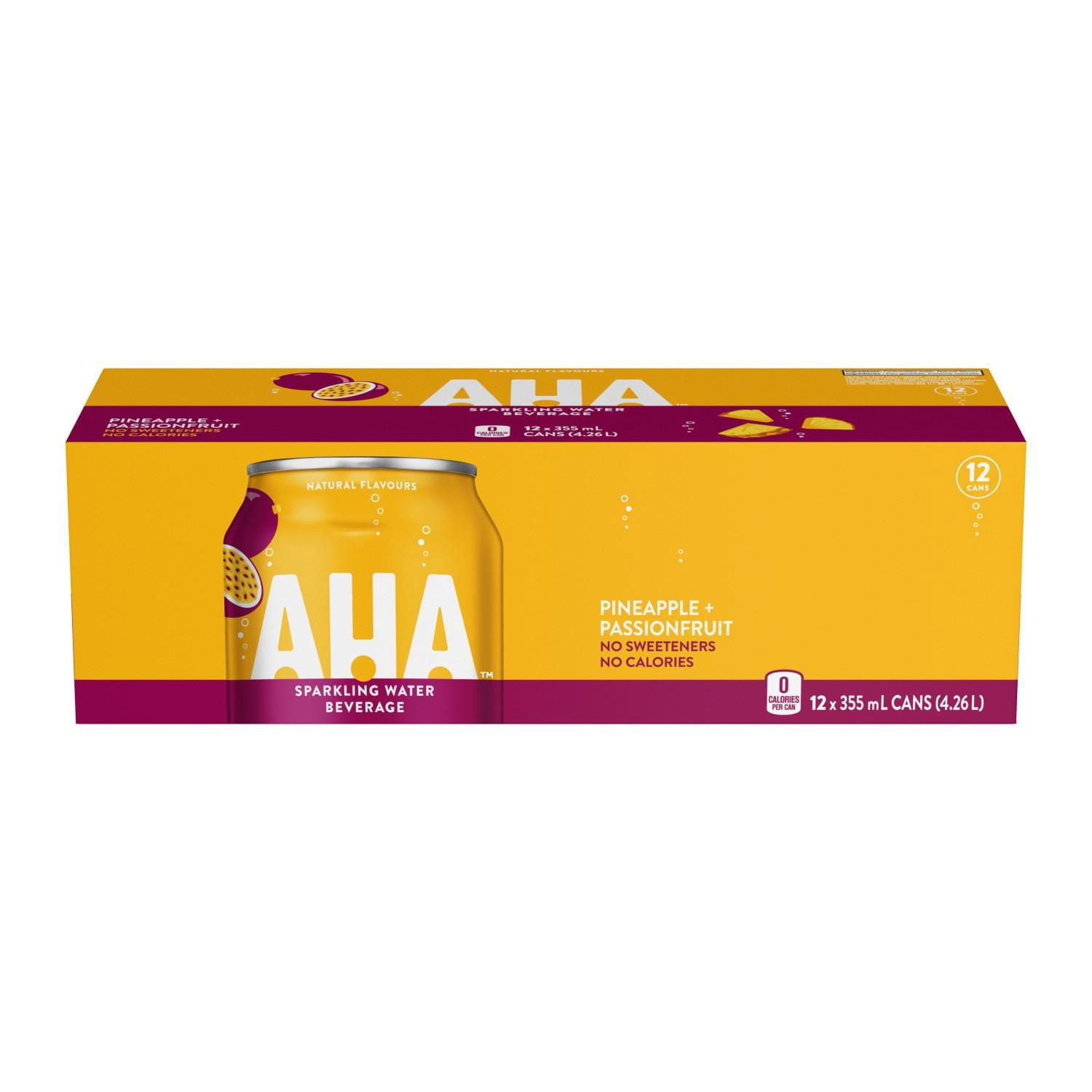 AHA Sparkling Water Pineapple & Passionfruit - 12x355ml (12oz ...