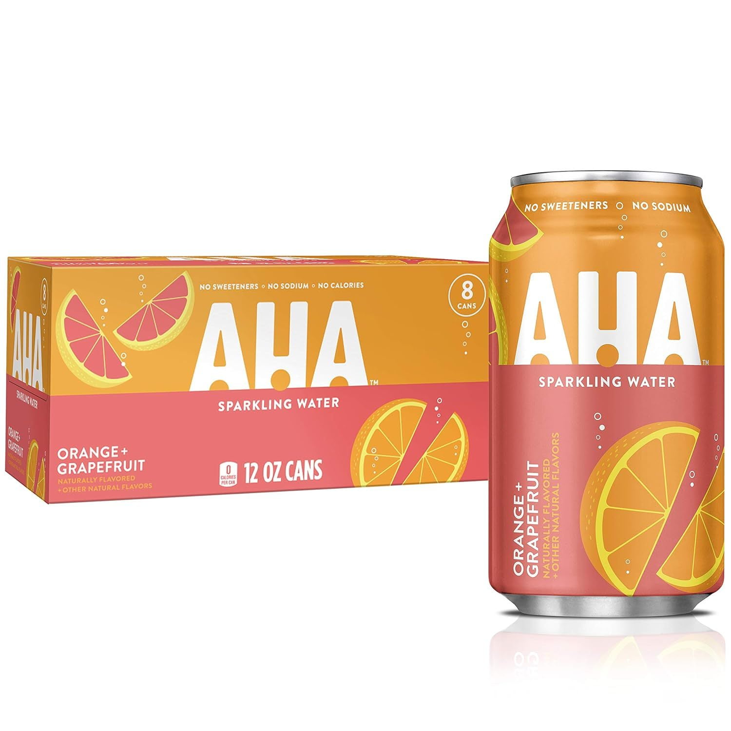 AHA Sparkling Water, Orange Grapefruit Flavored Water, Zero Calories, Sodium Free, No Sweeteners ...
