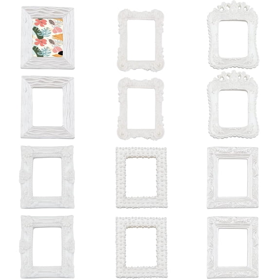 AHADEMAKER 12Pcs 6 Style Vintage Mini Resin Photo Frames Retro Picture ...