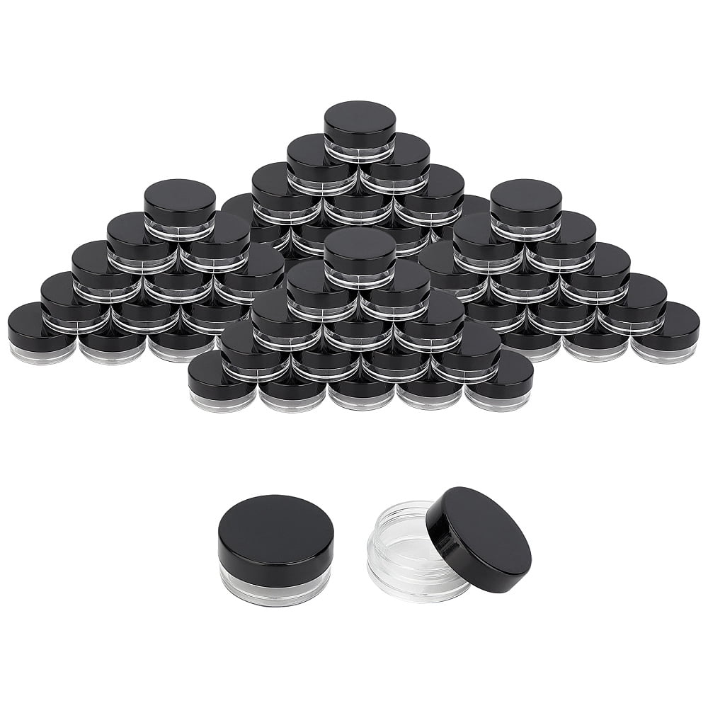 AHADERMAKER Plastic Cosmetic Container Jars 3g Black Bottle Cap Empty ...