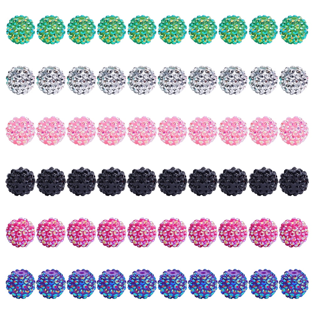 AHADERMAKERS 60pcs 6 colors Resin Rhinestone Beads with Acrylic Round ...