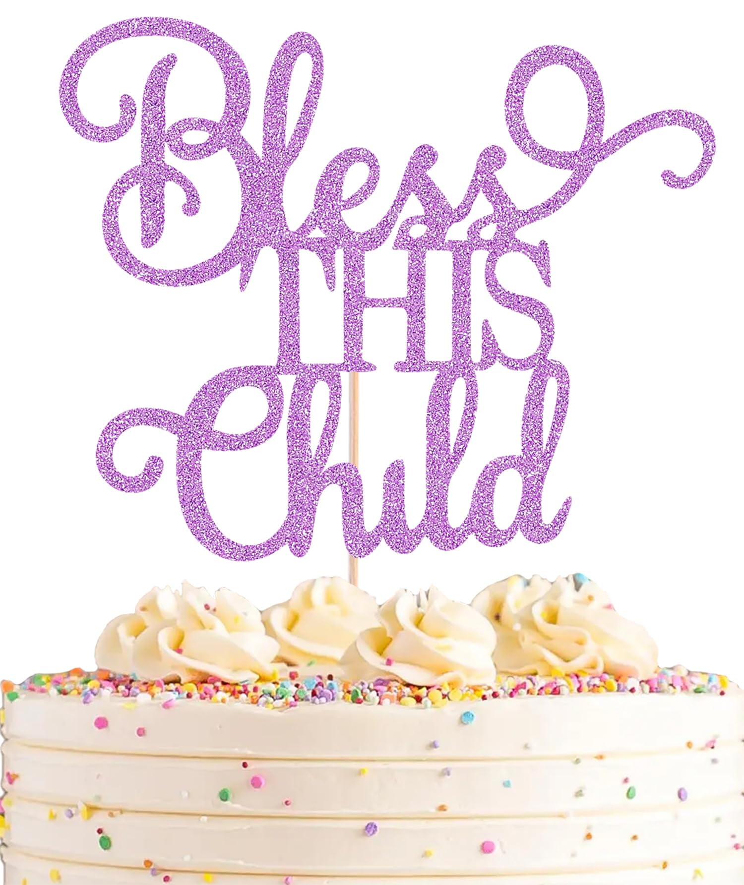 AHAORAY Bless This Child Cake Topper - MDH1Purple Glitter Chlid ...
