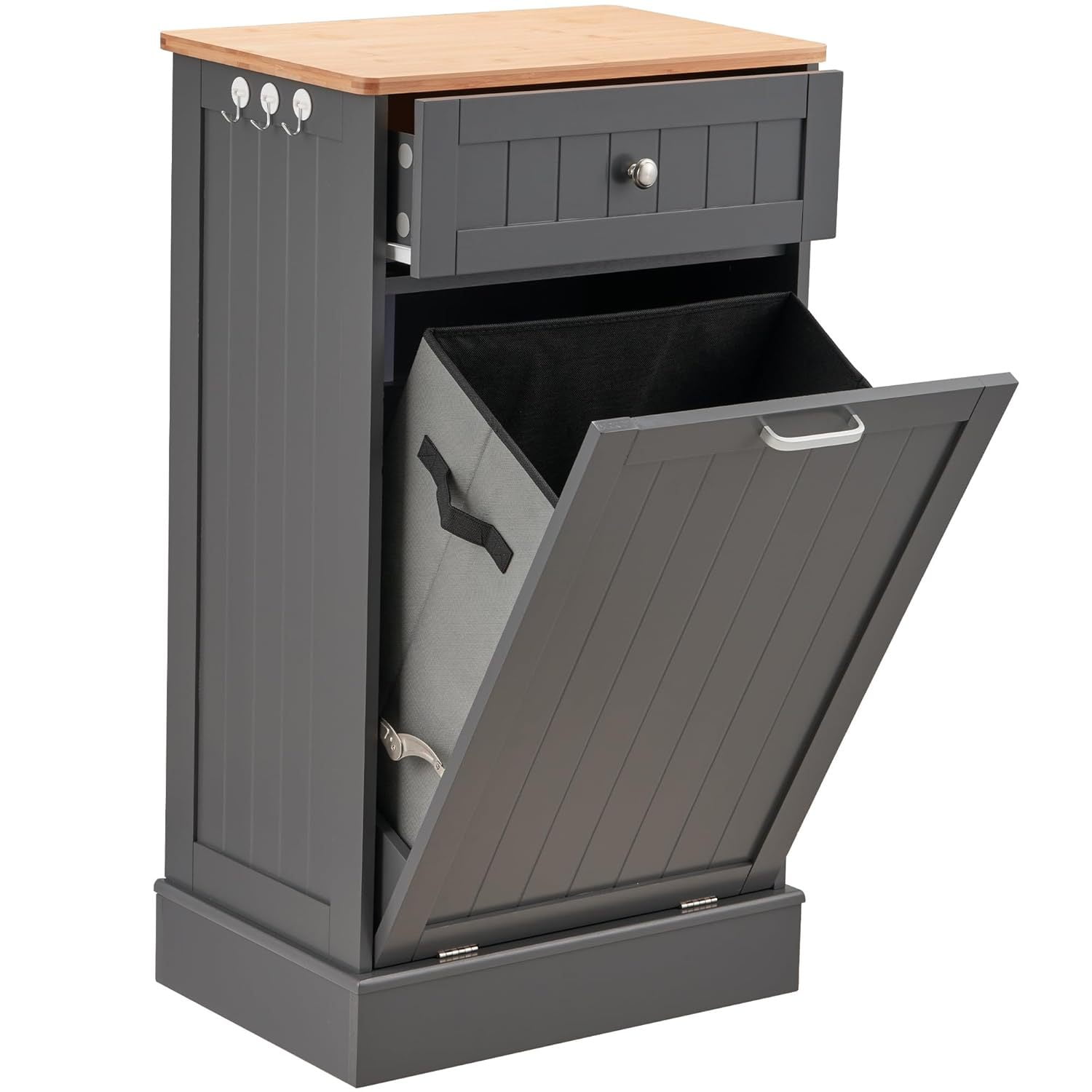 AHB 13 Gallons Tilt Out Trash Cabinet, Hidden Trash Can Kitchen Wooden ...
