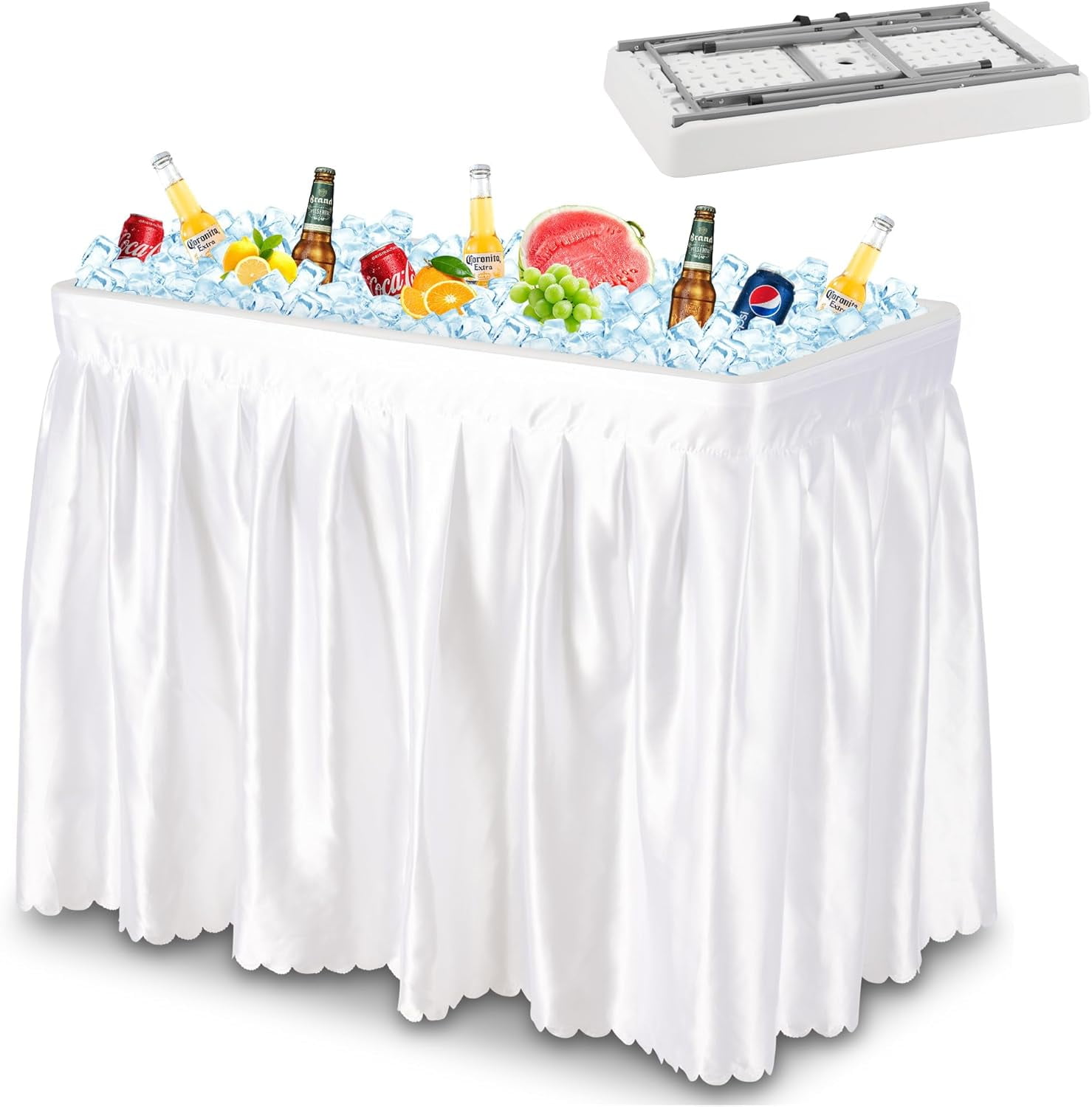 AHB Outdoor Cooler Table with Drain, Folding Ice Cooler Table with ...