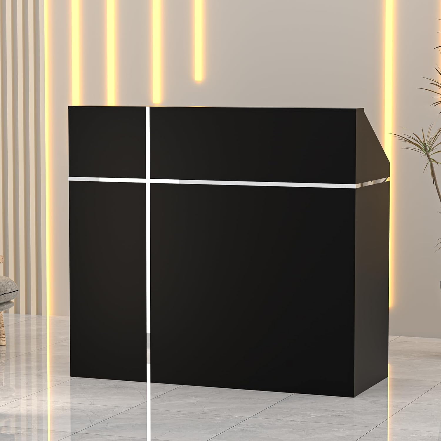 AHB Reception Desk with Counter, Modern Front Table Equipped Lockers ...