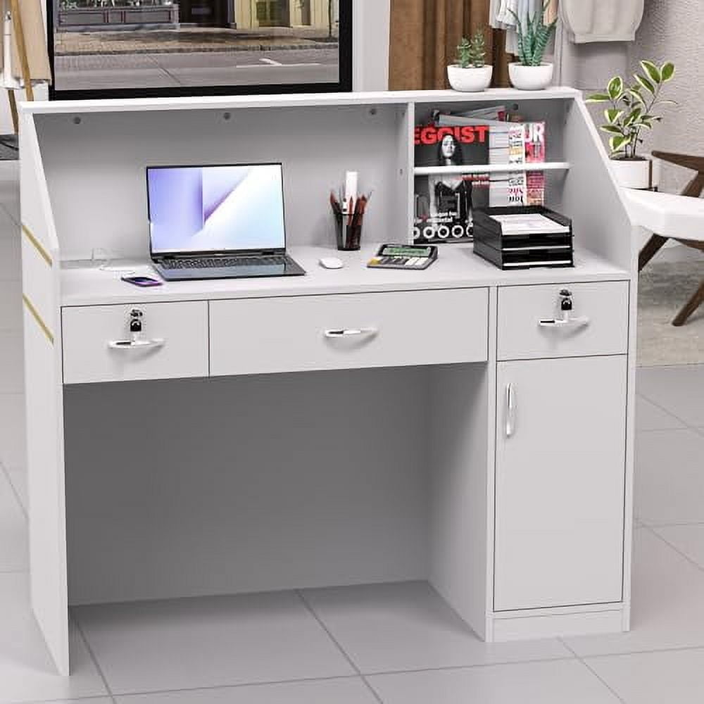 AHB Reception Desk with Counter, Modern Front Table Equipped Lockers ...