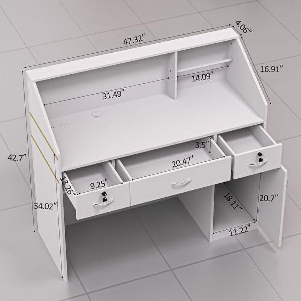 AHB Reception Desk with Counter, Modern Front Table Equipped Lockers ...