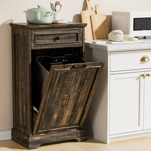 AHB Single Tilt Out Trash Cabinet 13 Gallon Waste Bins Hidden Trash Bin ...