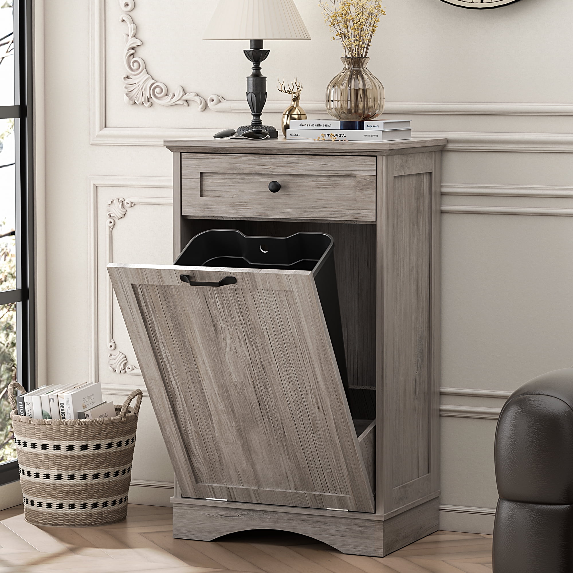 13 Gallon Tilt Out Trash Can Cabinet