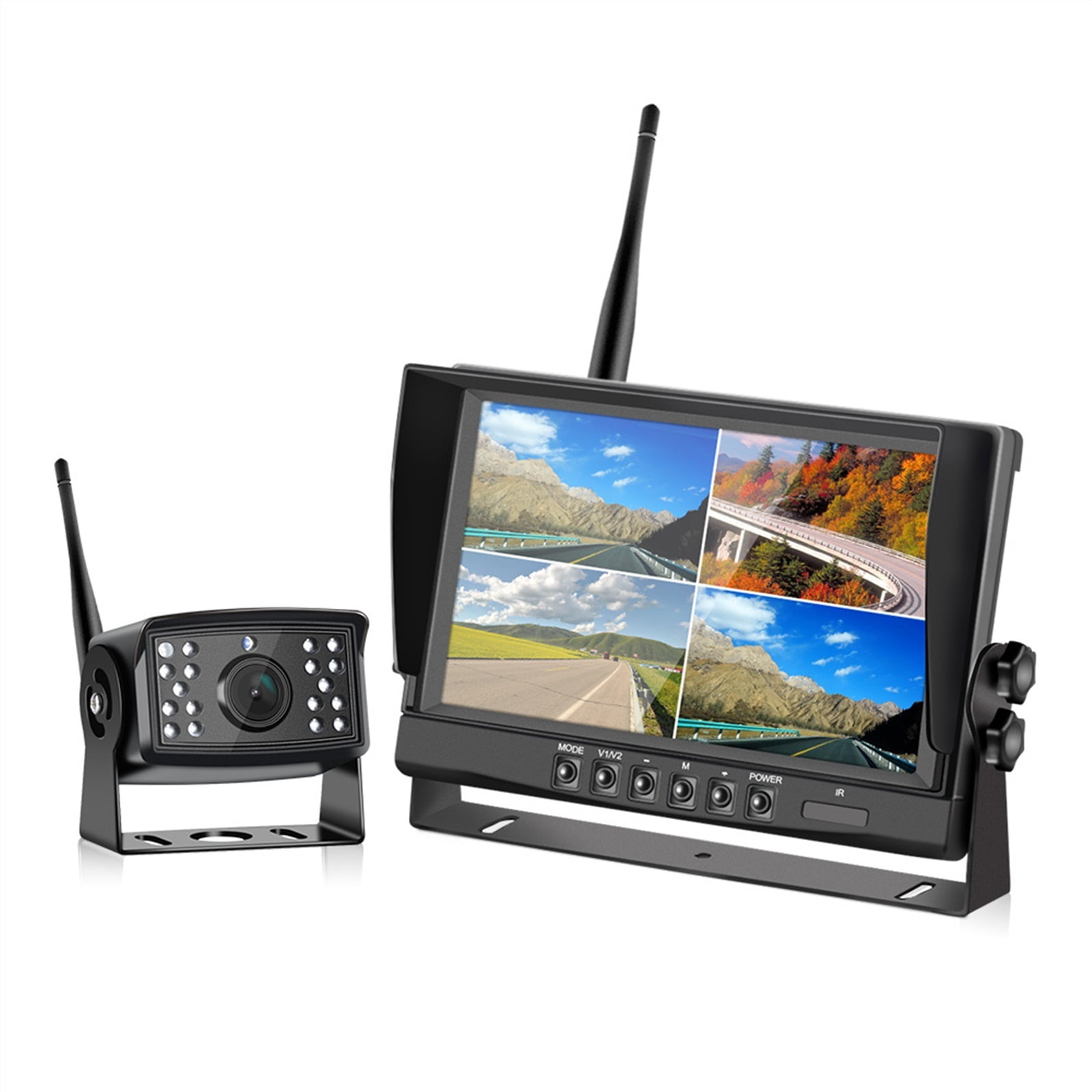 AHD 9 Inch Wireless Car Monitor 4ch Quad DVR Dash Monitors Display IPS ...