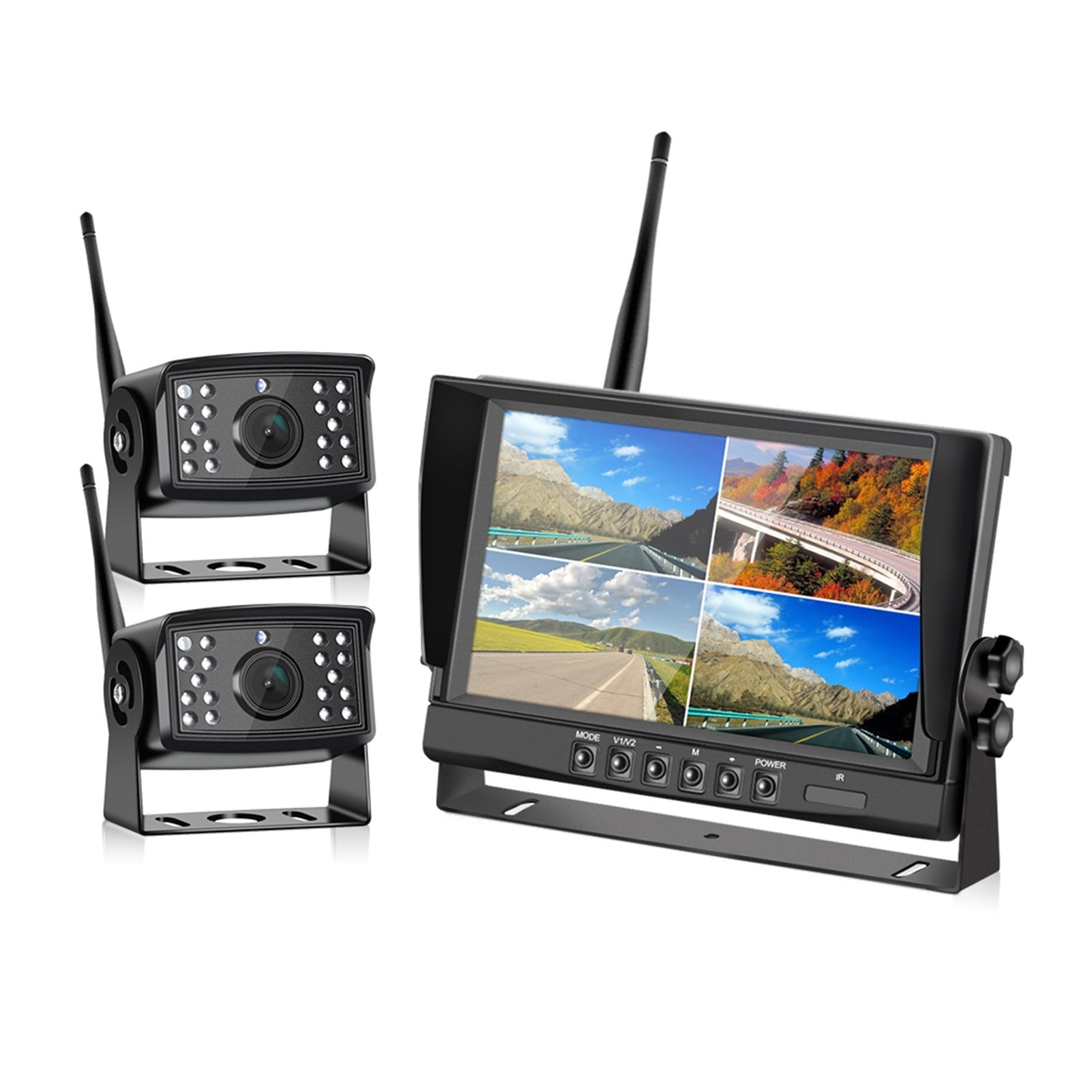 AHD 9 Inch Wireless Car Monitor 4ch Quad DVR Dash Monitors Display IPS ...