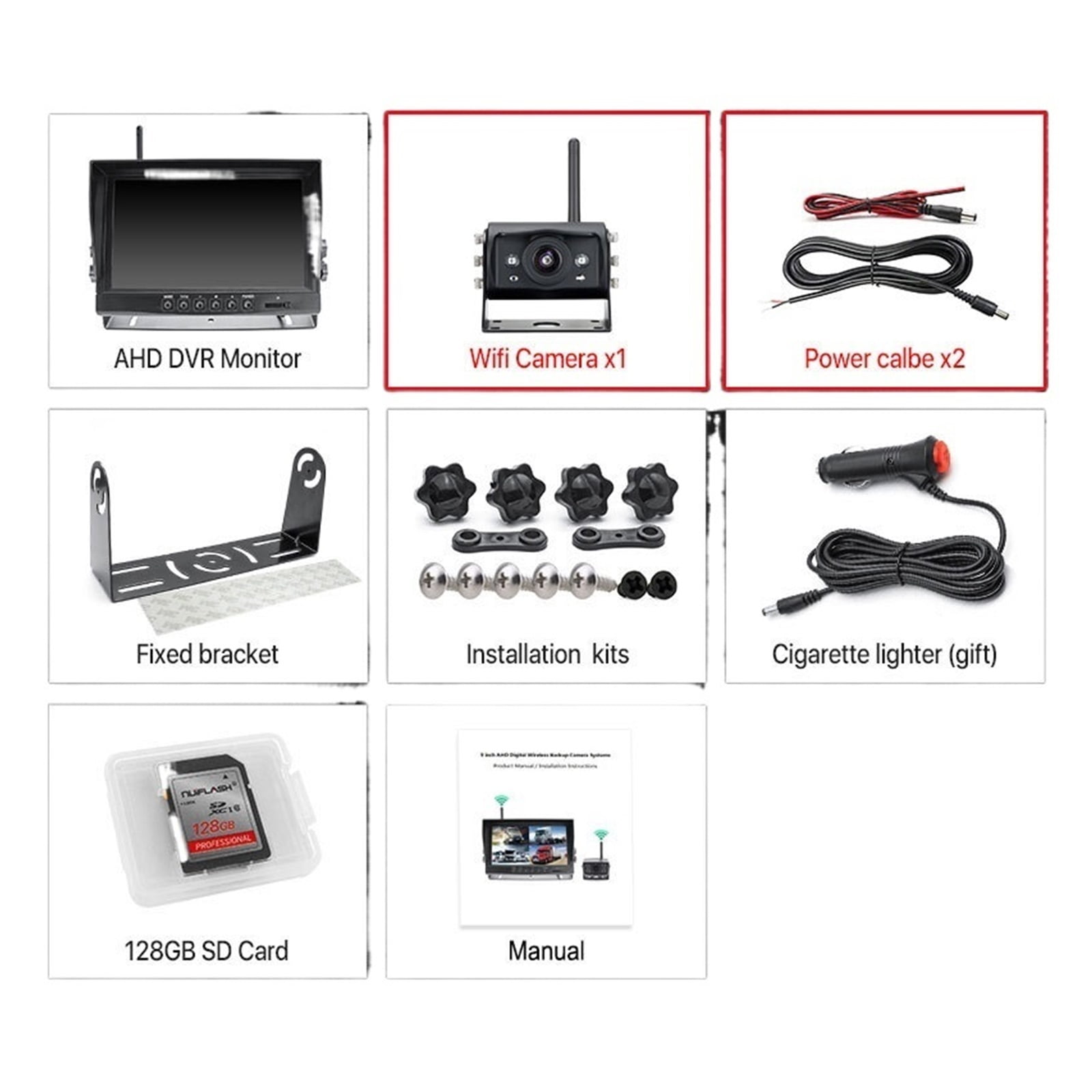 AHD Digital Wireless Backup DVR Record Camera And 9 Inch 4CH AHD ...